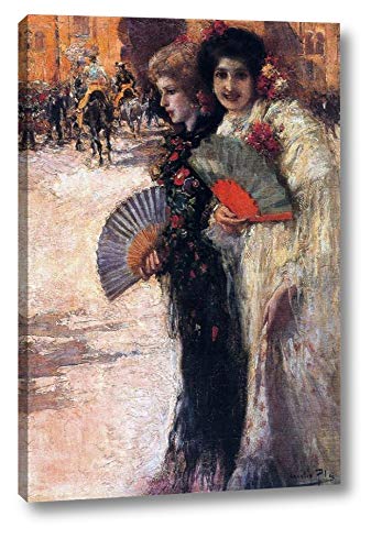 Mujeres a los Toros by Cecilio Pla y Gallardo - 16" x 24" Gallery Wrap Canvas Art Print - Ready to Hang