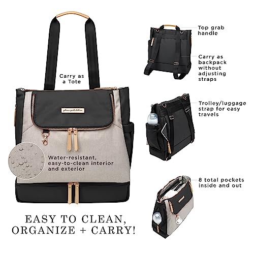 Petunia Pickle Bottom Pivot Backpack | Multiple carrying options (backpack or tote) | Insulated Pockets to Keep you Organized | Modern Silhouette with a Roomy Interior | Sand/Black