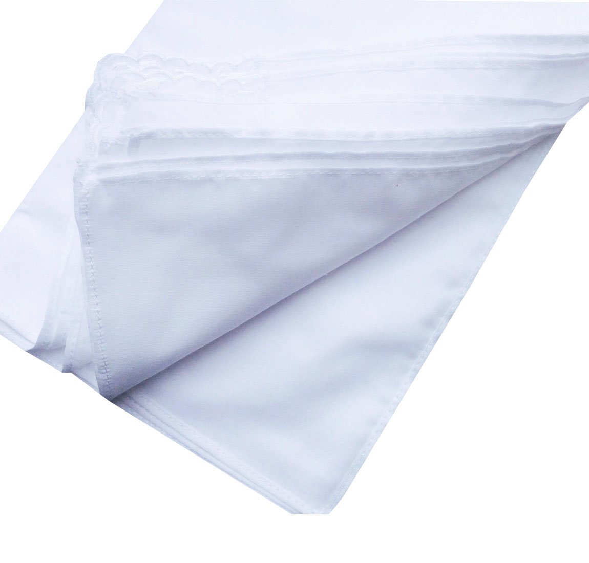 MileyMarla Ladies Embroidery Cotton White Handkerchiefs Lace Wedding HankiesA-3pcs