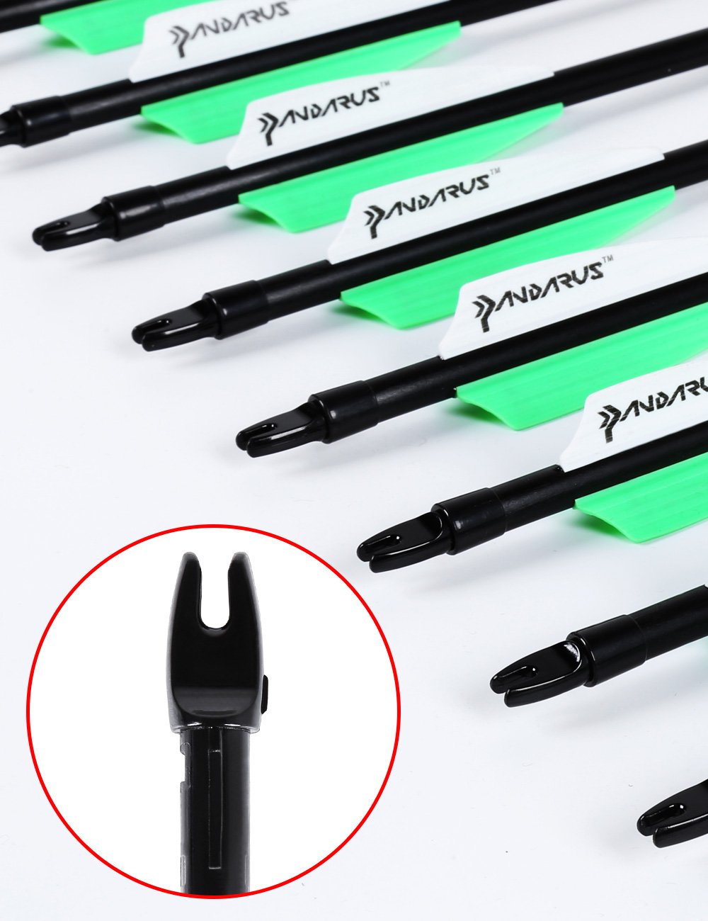 PANDARUS Archery 30inch 8mm Fiberglass Hunting Practice Arrows with Replaceable Arrowhead Spine 500 for Recure and Compound Bow Target