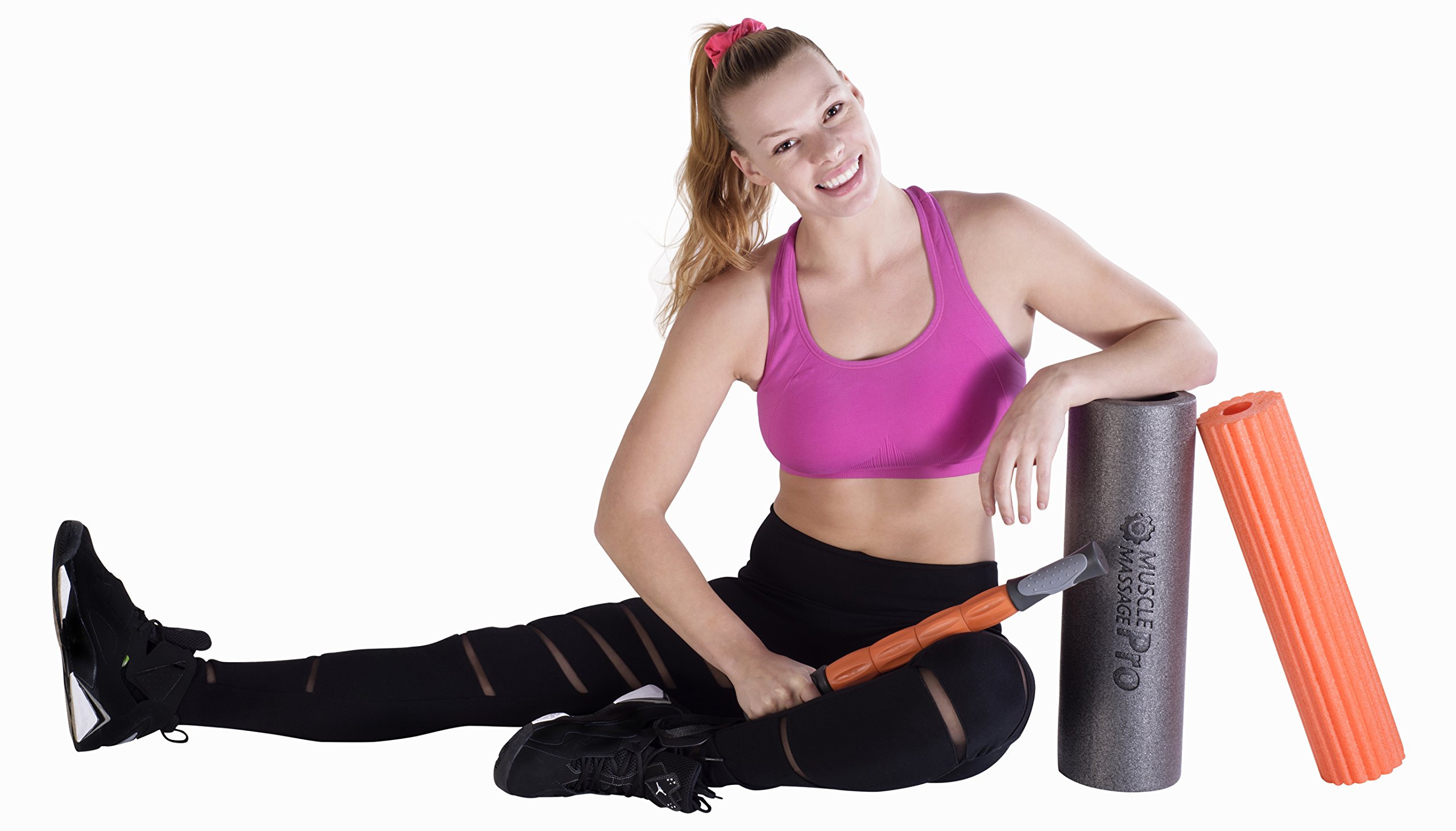 Muscle Massage Pro 3-in-1 Foam Roller Massage Stick + 2 Muscle Foam Rollers in One Product