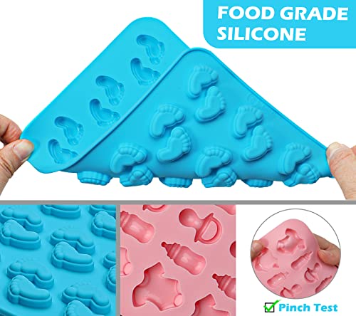 Webake Baby Feet Mold Baby Onesie Baby Bottle Pacifier Molds, Bite Size Silicone Chocolate Candy Molds Gummy Mould for Baby Shower Party Cake Decoration Cupcake Topper