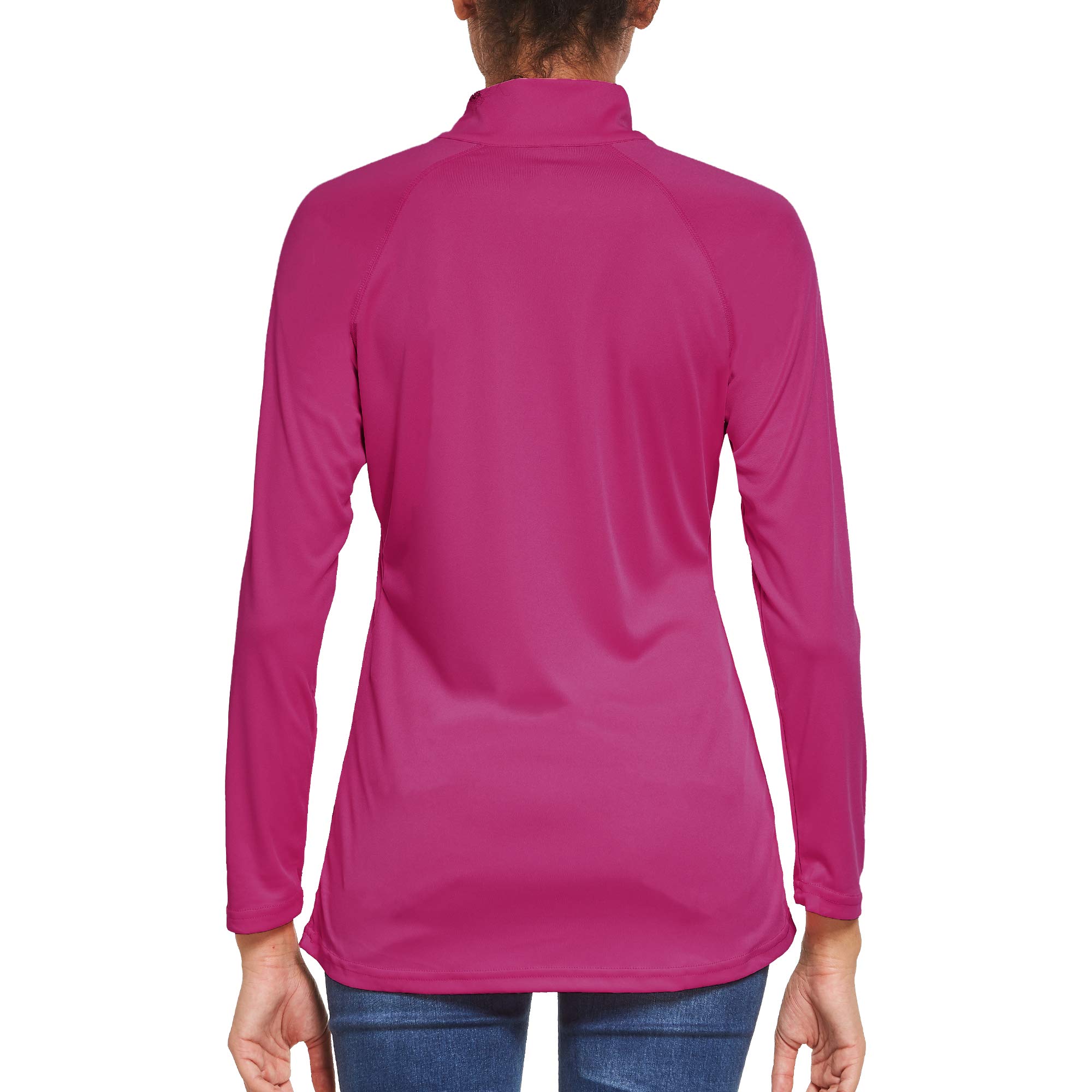 OGEENIER Women's 1/4 Zip Pullover UPF 50+ Sun Protection Shirt Long Sleeve SPF Shirts Hiking Running Golf Shirts, Raspberry, XL