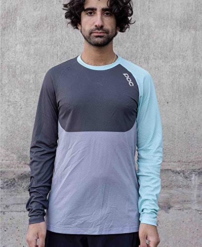 POC Mtb Pure Long-Sleeve Jersey - Men's Light Fluorite Green/Sylvanite Grey, Xxl