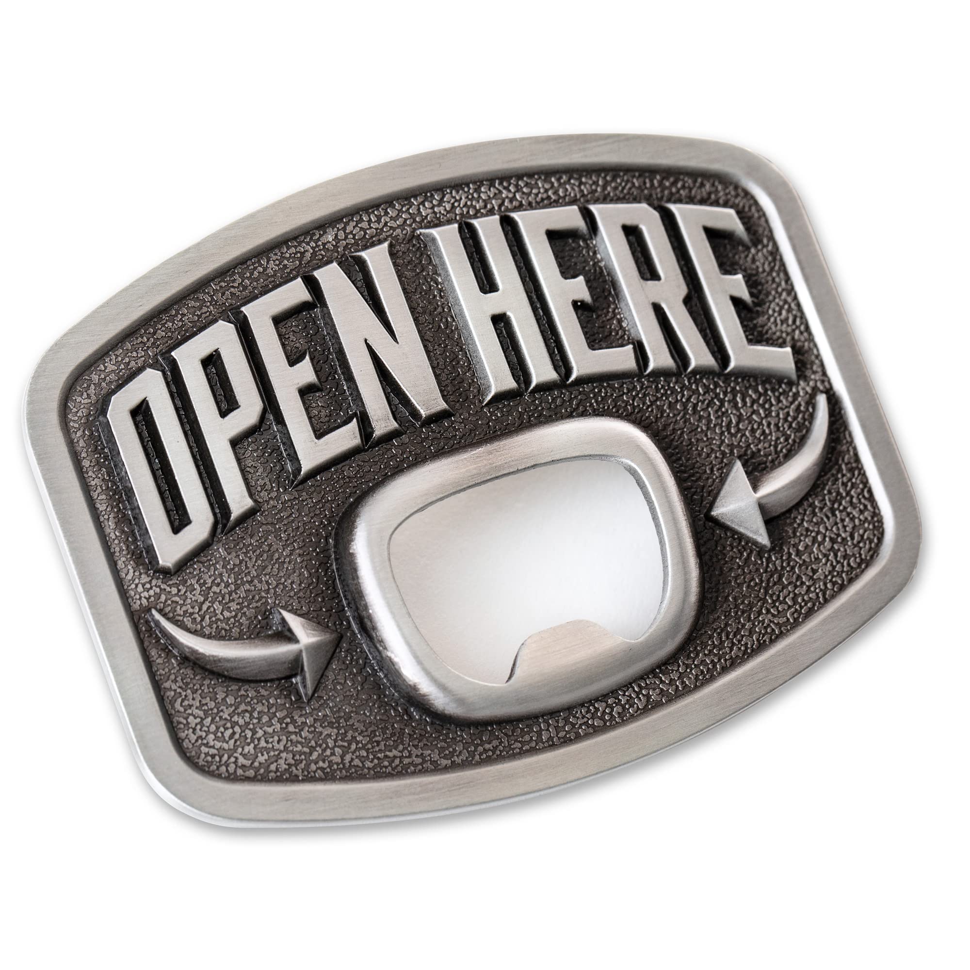 Western Beer Belt Buckle - Large, Texas Cowboy Style Bottle Opener Buckles For Men - Menβs Novelty Funny Gag Gift Belt Buckle That ππππ₯π₯π² ππ©ππ§π¬ ππ¨πππ₯ππ¬-Silver Chrome
