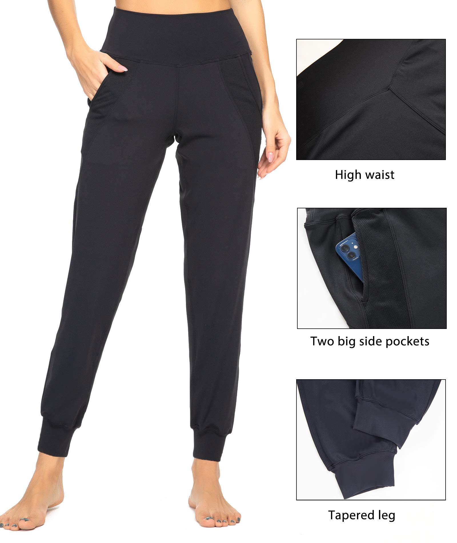 Womens Hiking Pants Waterproof - Cargo Joggers for Women with Pockets Lightweight Quick Dry Travel Camping Pants (Black1, Large)