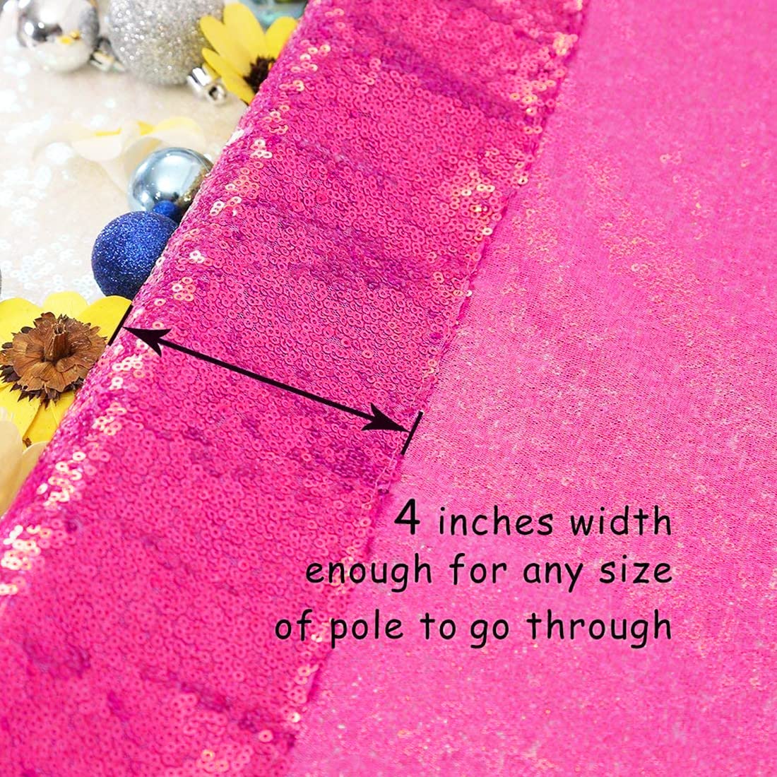 PartyDelight Hot Pink 2FT X 8FT Sparkly Sequin Backdrop Curtains, 2 Panels, for Wedding, Party, Room Decorations.