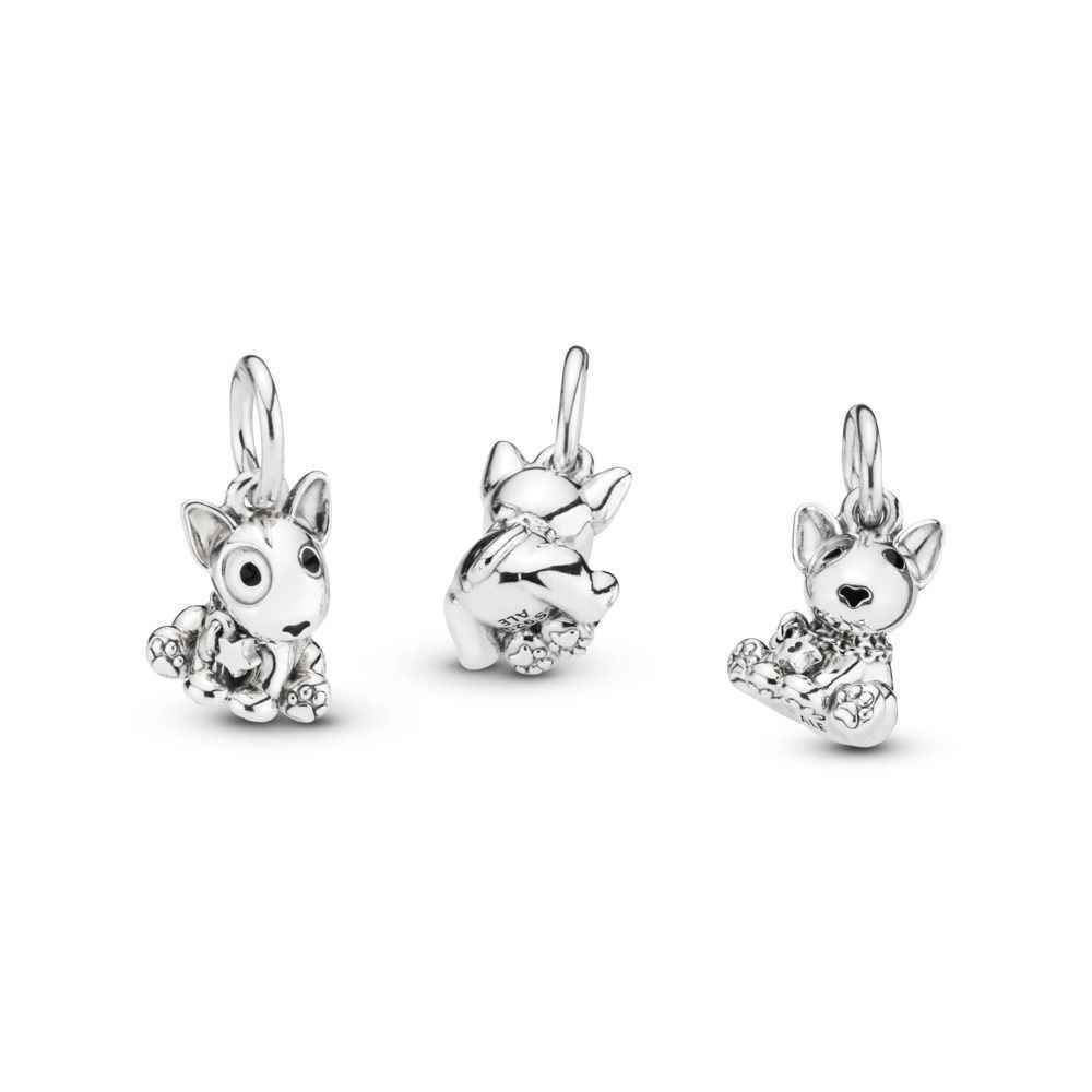 PANDORA Bull Terrier Puppy Dog 925 Sterling Silver Charm - 798010EN16
