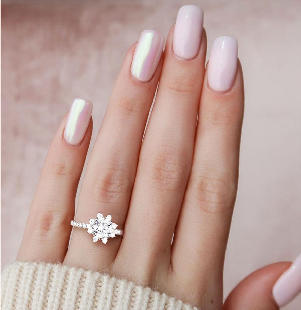 TIGRADE 1.25CT Bridal Ring Sets Round CZ Engagement Rings Promise Rings for her Wedding Bands for Women Size 4-11, Silver, Size 6.5