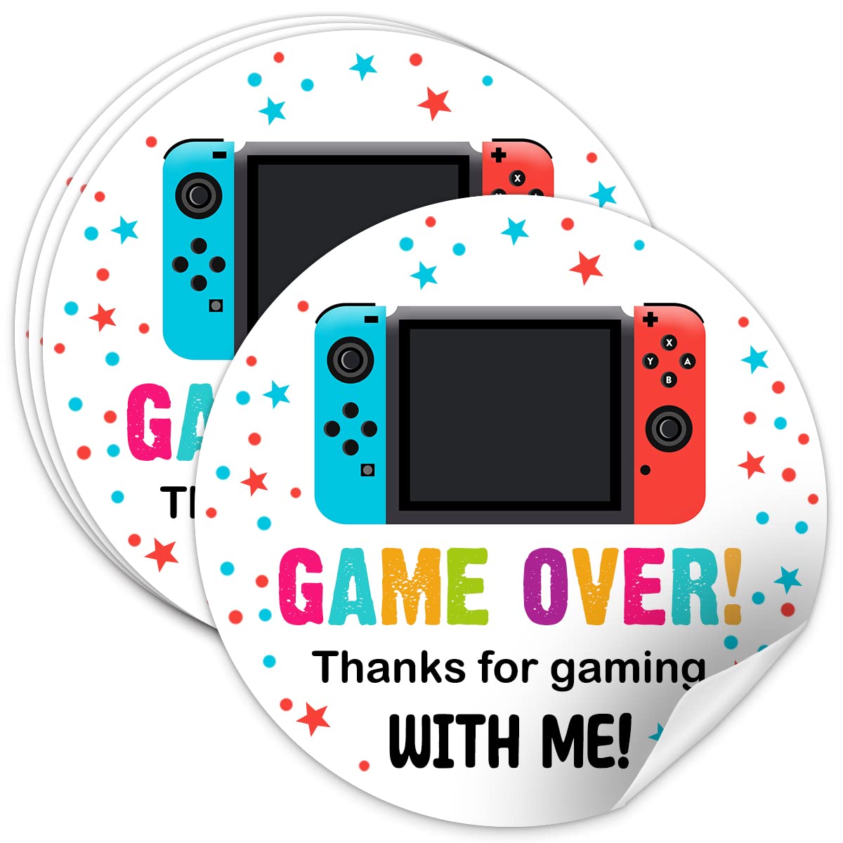 Video Game Party Thank You Sticker Labels, Gaming Party Thank You Tag, Envelope Seals & Goodie Bags(54 Count)