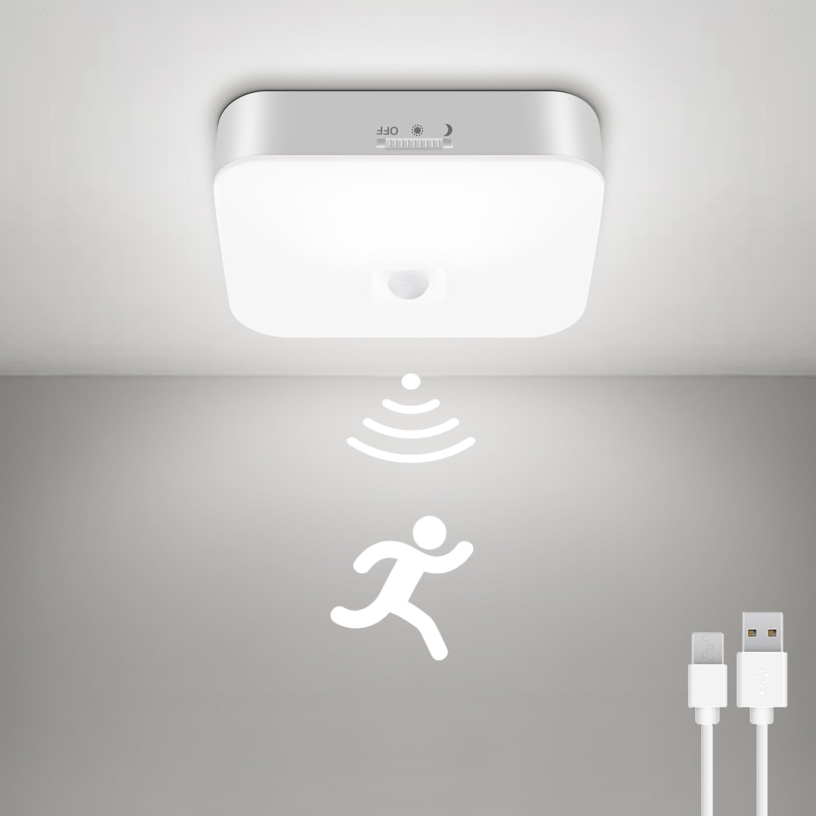 Moragin Rechargeable Motion Sensor Ceiling Lights: 6.4 inch Closet Lights Motion Sensored with 500LM, 5000K Wireless Battery