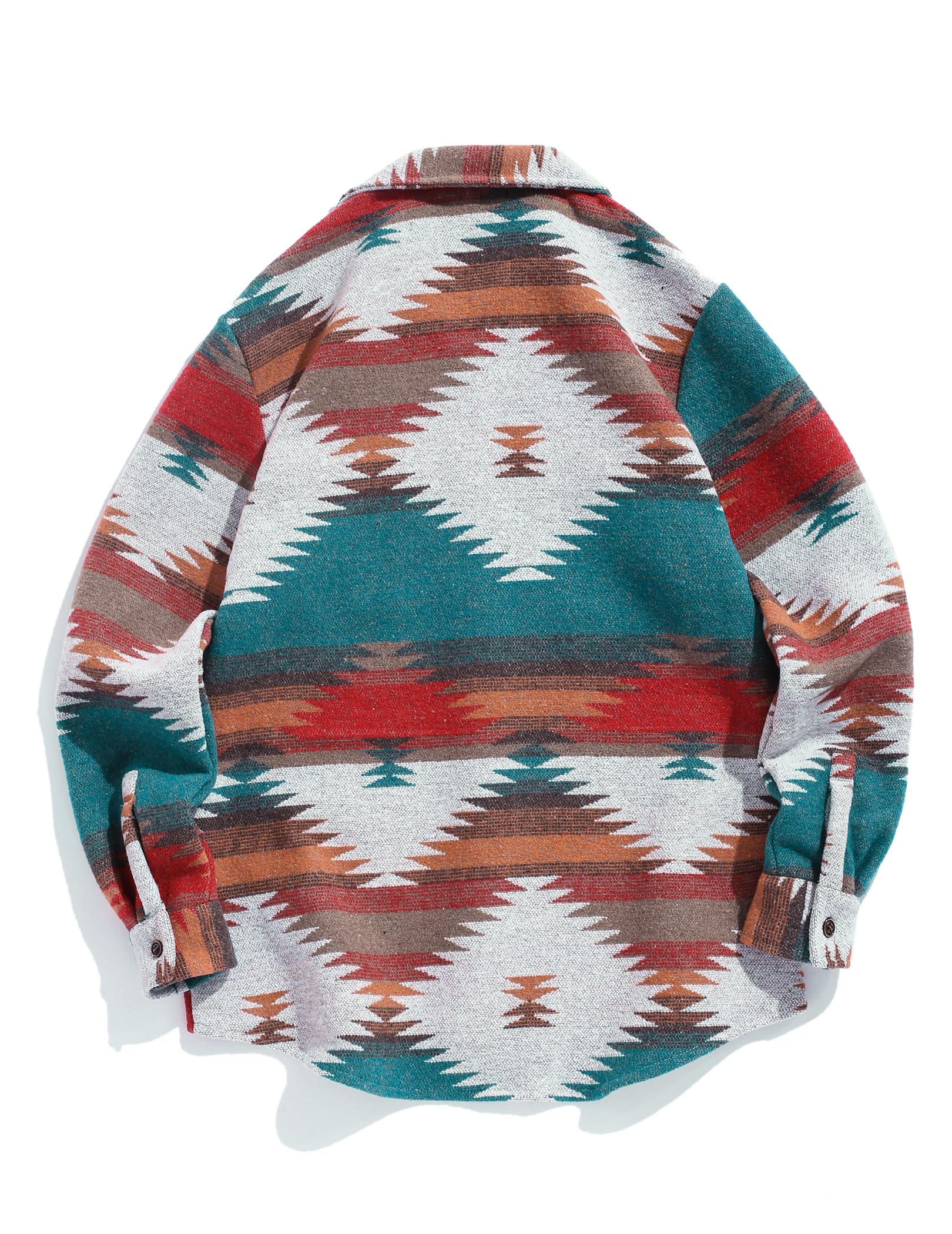 ZAFUL Mens Aztec Print Jacket Brushed Flannel Shirts Ethnic Aztec Print Button Up Lapel Tribal Shirt Jacket Shacket (Gray M)