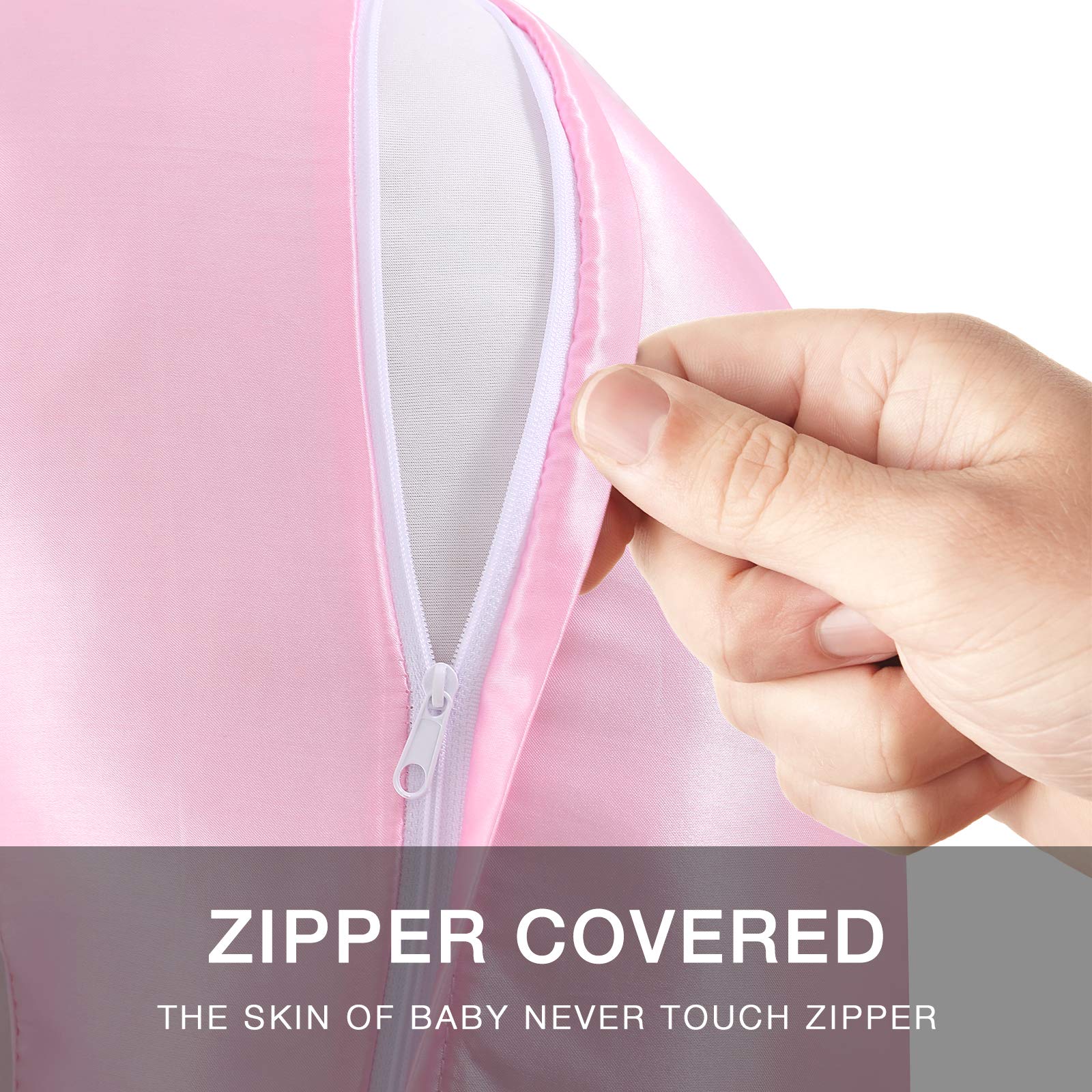 Pro Goleem Satin Nursing Pillow Cover Silk Feeling Soft Feeding Pillow Slipcover for Breastfeeding Moms Fits Standard Infant Nursing Pillow or Positioner Pink