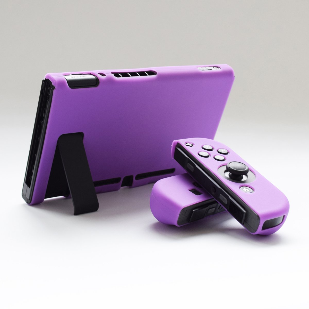 Pandaren Cover Skin Compatible for Nintendo Switch Consoles and Joycon 3in1 Silicone Case with Larger Hand GRIP Protector(Purple)