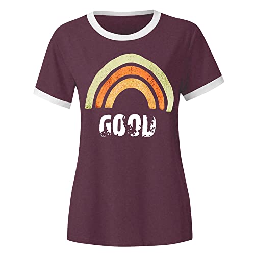 Womens Pattern Printed Vintage T Shirt Loose Sexy Tops Classic Basic T Shirt Workout Tops Graphic Tees Purple