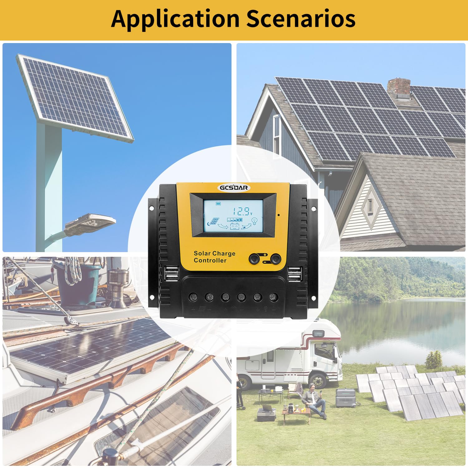 PWM Charge Controller 80A, 12V/24V/36V/48V Auto Max PV 100V .Positive Grounding, 80amp Solar Charge Controller,LCD Display Work for Lead-Acid Sealed/Gel(AGM)/Flooded and Lithium Battery (80A)