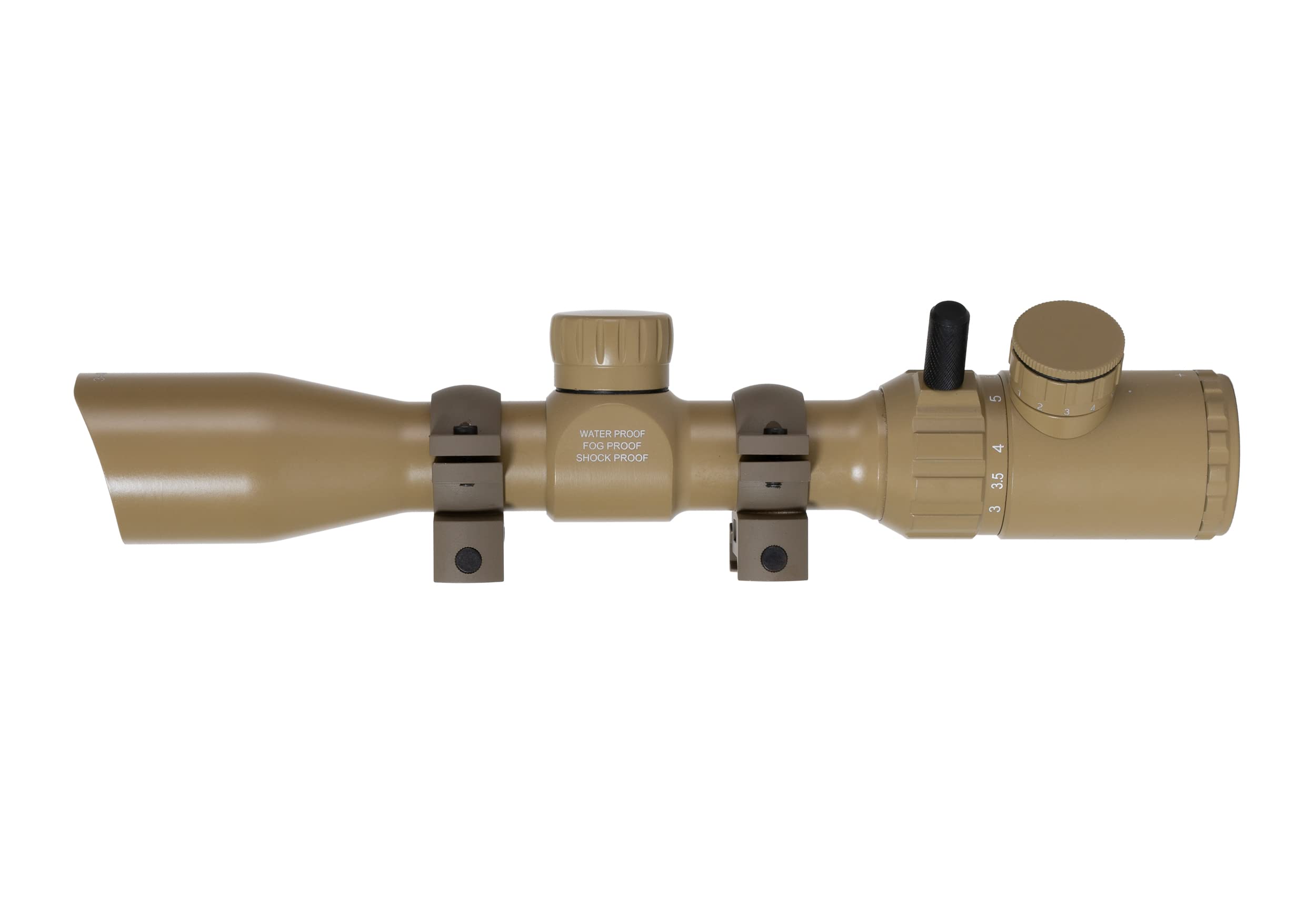 Monstrum 3-9x32 Rifle Scope with Rangefinder Reticle and High Profile Scope Rings | Flat Dark Earth