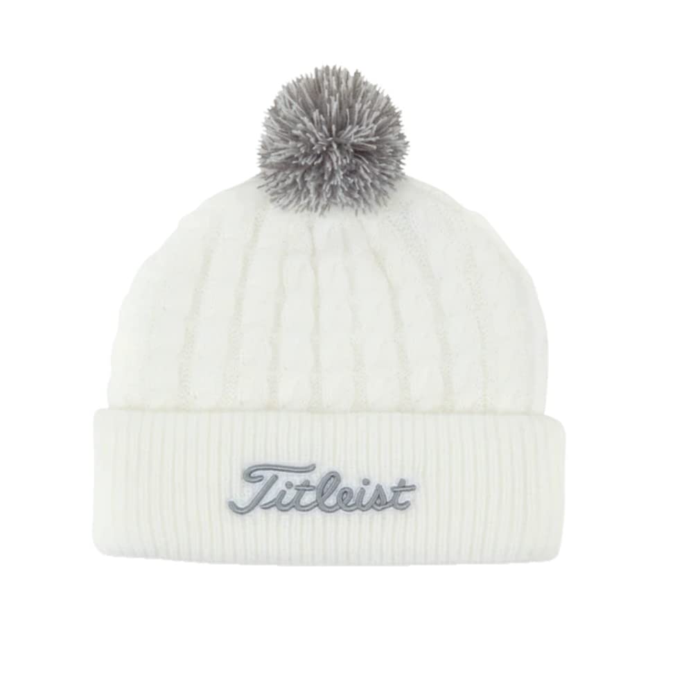 Titleist Golf- Ladies Cable Knit Pom Pom Hat White/Gray