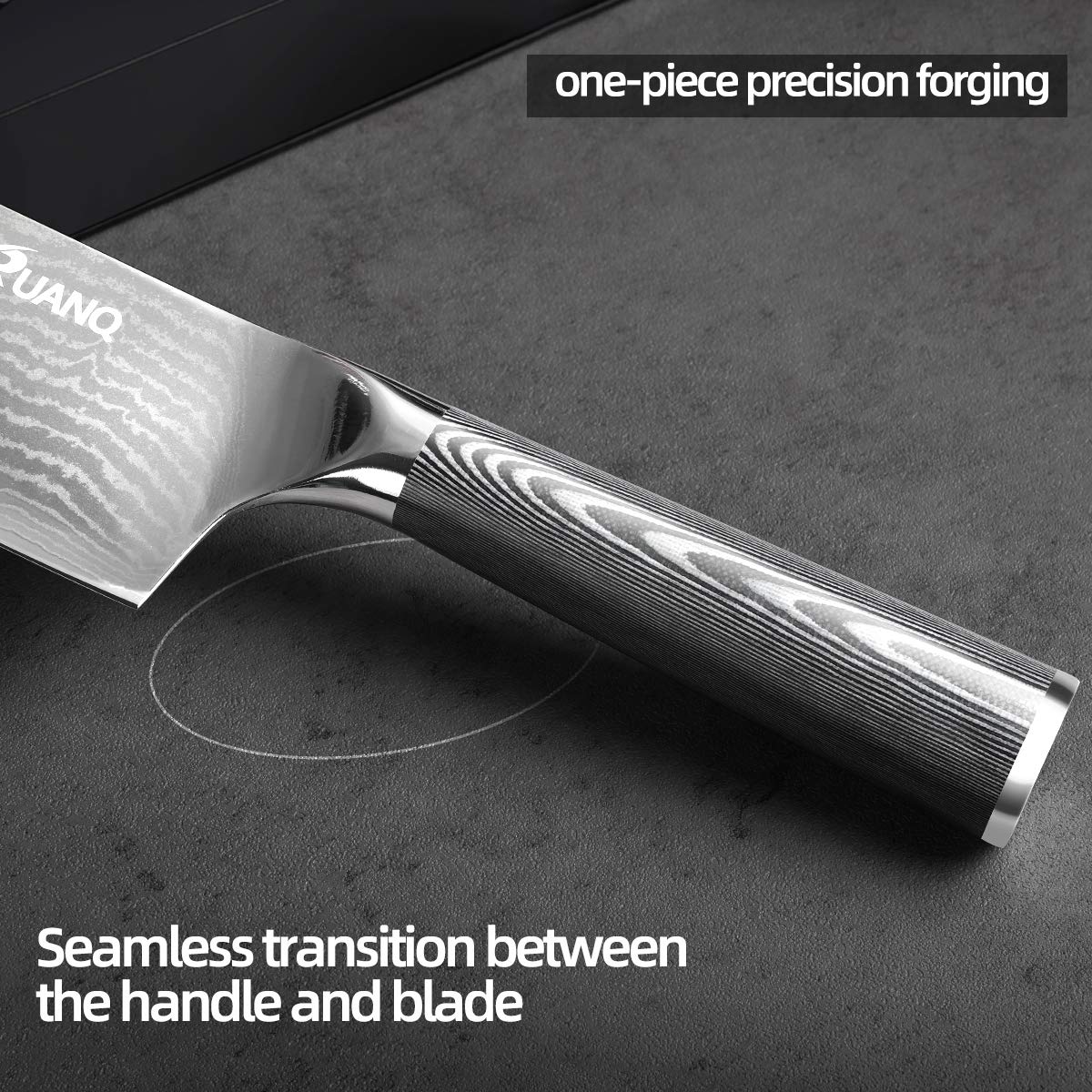 RuanQ Pro Chef Knife, 8 Inchs Kitchen Knife, German Special High Carbon Alloy Steel, Ergonomic Precious Rosewood Handle, Ultra Sharp