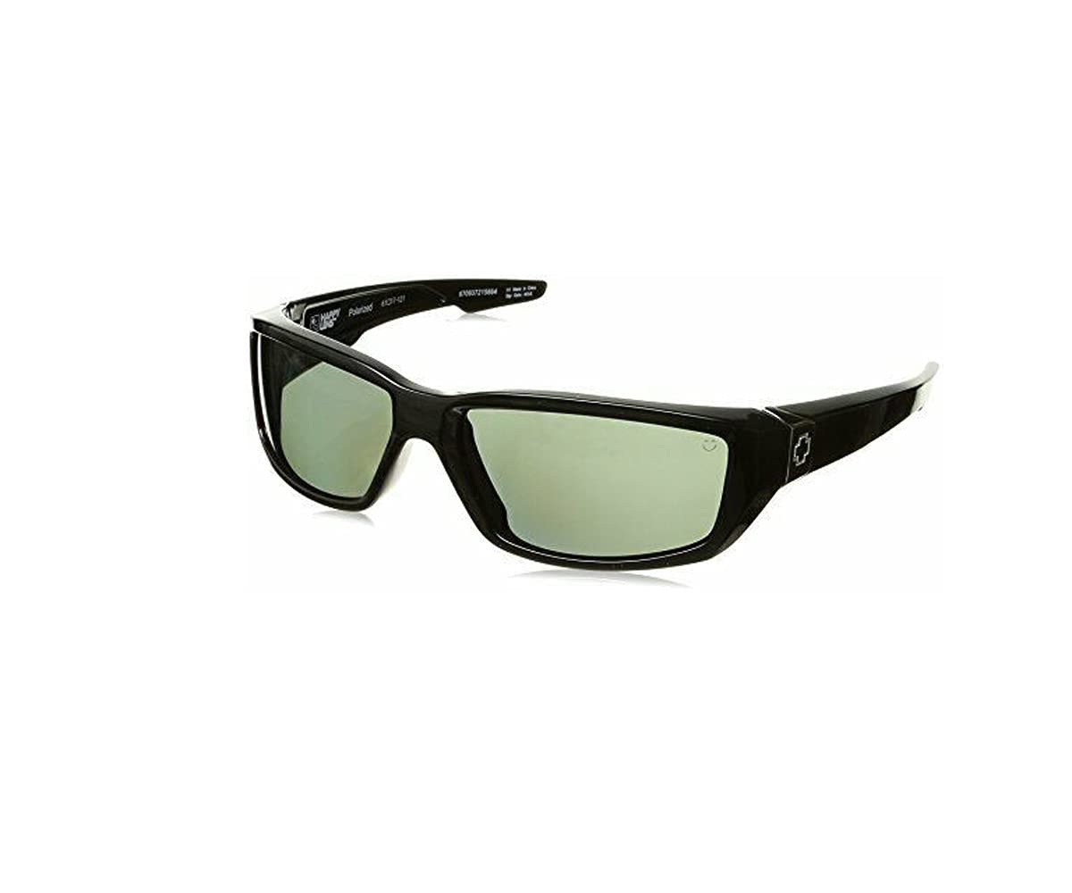 SPY Dirty Mo Tech SOSI ANSI Matte Black/Happy Gray Green Polarized Rectangular Sunglasses for Men + BUNDLE with Designer iWear Eyewear Kit