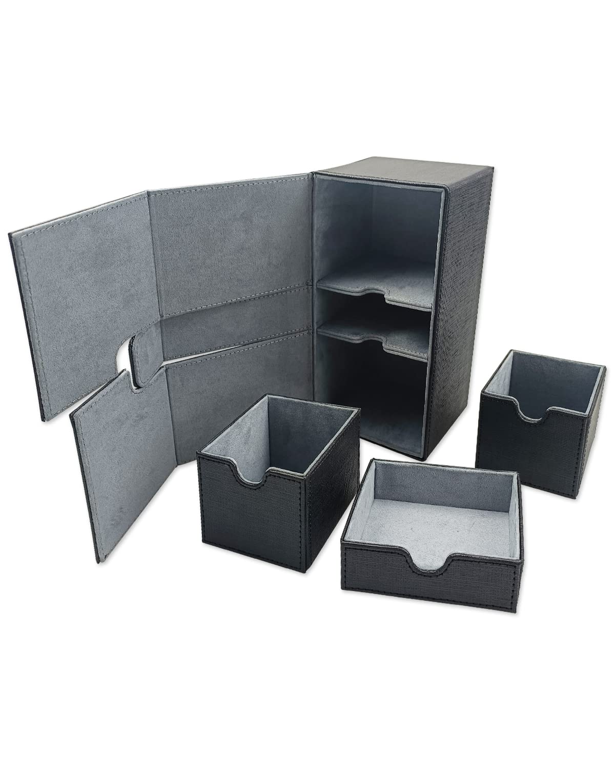 SZRKRLA X-Large Double Deck Box with 3 Tray Pro Twin Flip Deck Case for 200+ Sleeved Cards Fits for MTG/TCG/CCG with 3 Tray