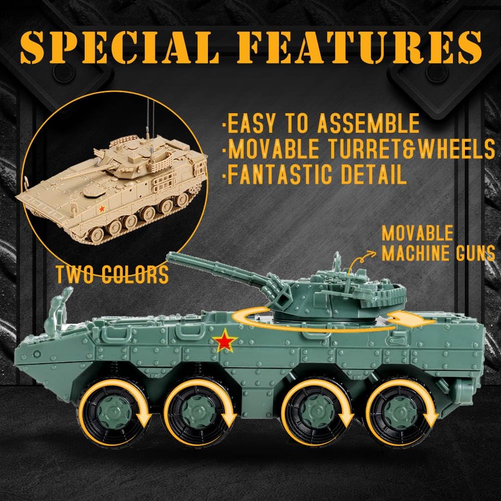 ViiKONDO 1/72 Scale Toy Tank (2 Pcs/Set) DIY Assembly Military Model Building Kit Chinese Snow Leopard VS Tracked Infantry Fighting Vehicle Classic Army Men Collection Gift