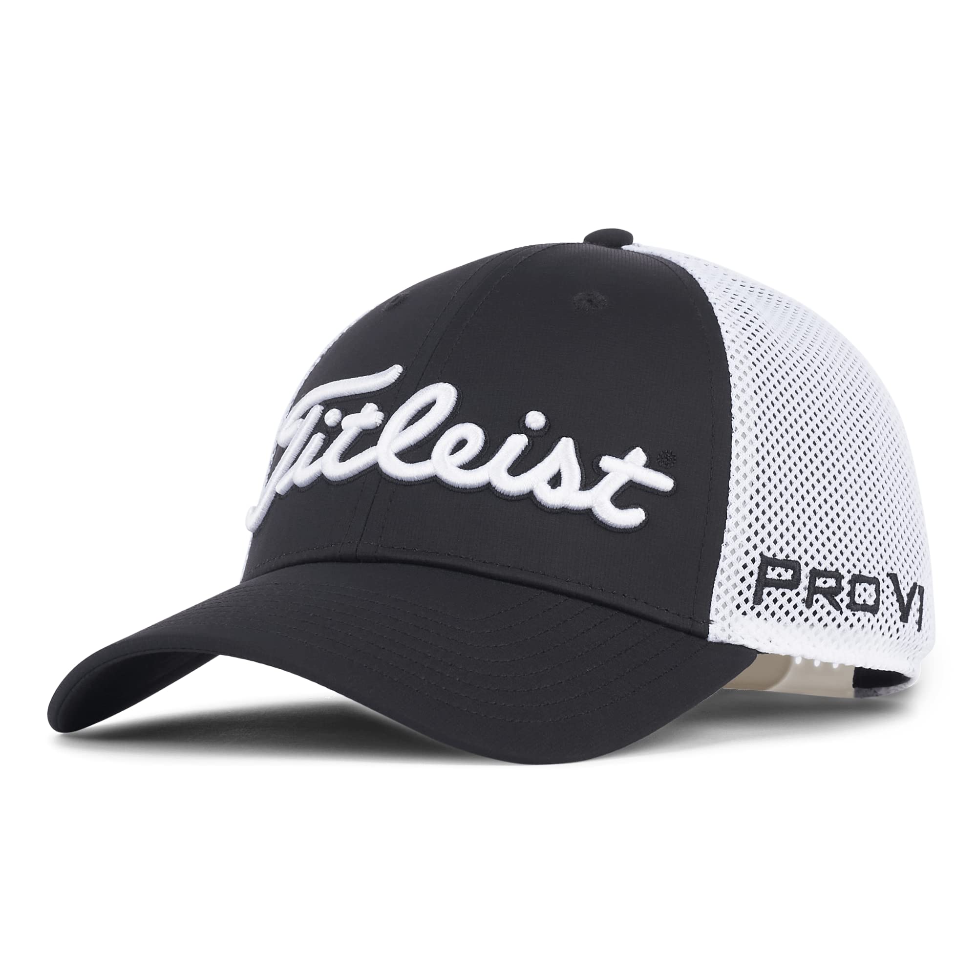 Titleist Men's Standard Tour Performance Mesh Golf Hat, Black/White, OSF