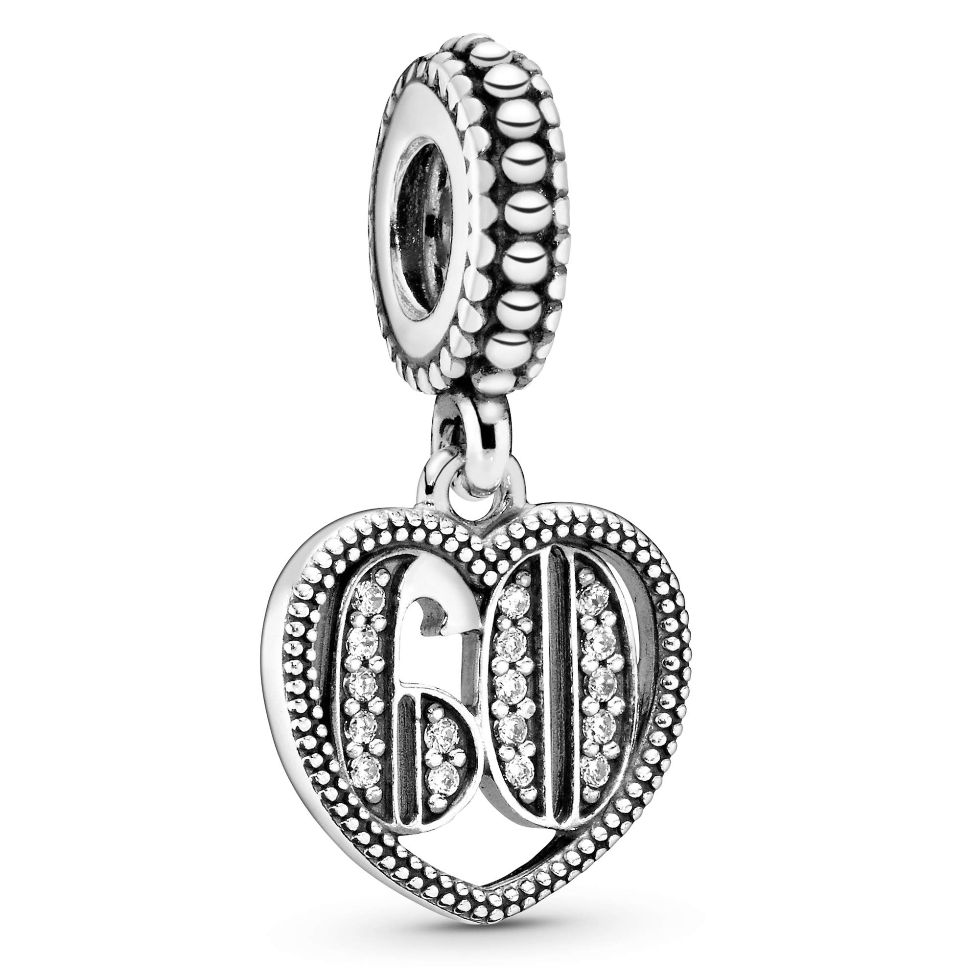 Pandora Jewelry 60 Years of Love Cubic Zirconia Charm in Sterling Silver, No Box