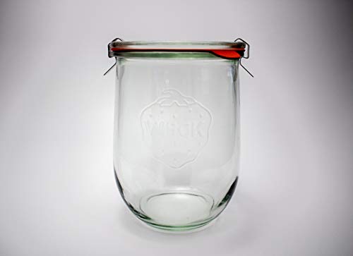 Weck Jars - Weck Tulip Jars 1 Liter - Sour Dough Starter Jars - Large Glass Jars for Sourdough with Glass Lid, Wide Mouth - Suitable for Canning and Storage - 4 Jars