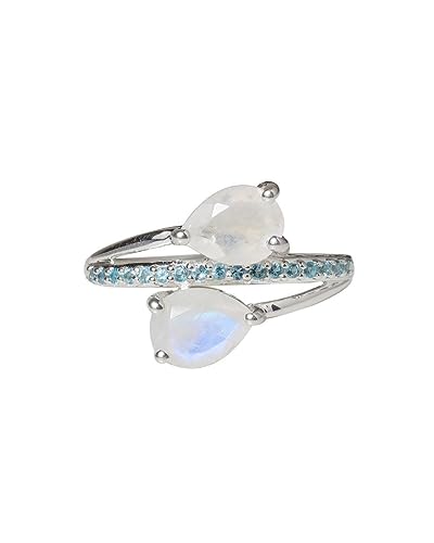 YoTreasure 1.96 Ct. Moonstone London Blue Topaz 925 Sterling Silver Engagement Ring