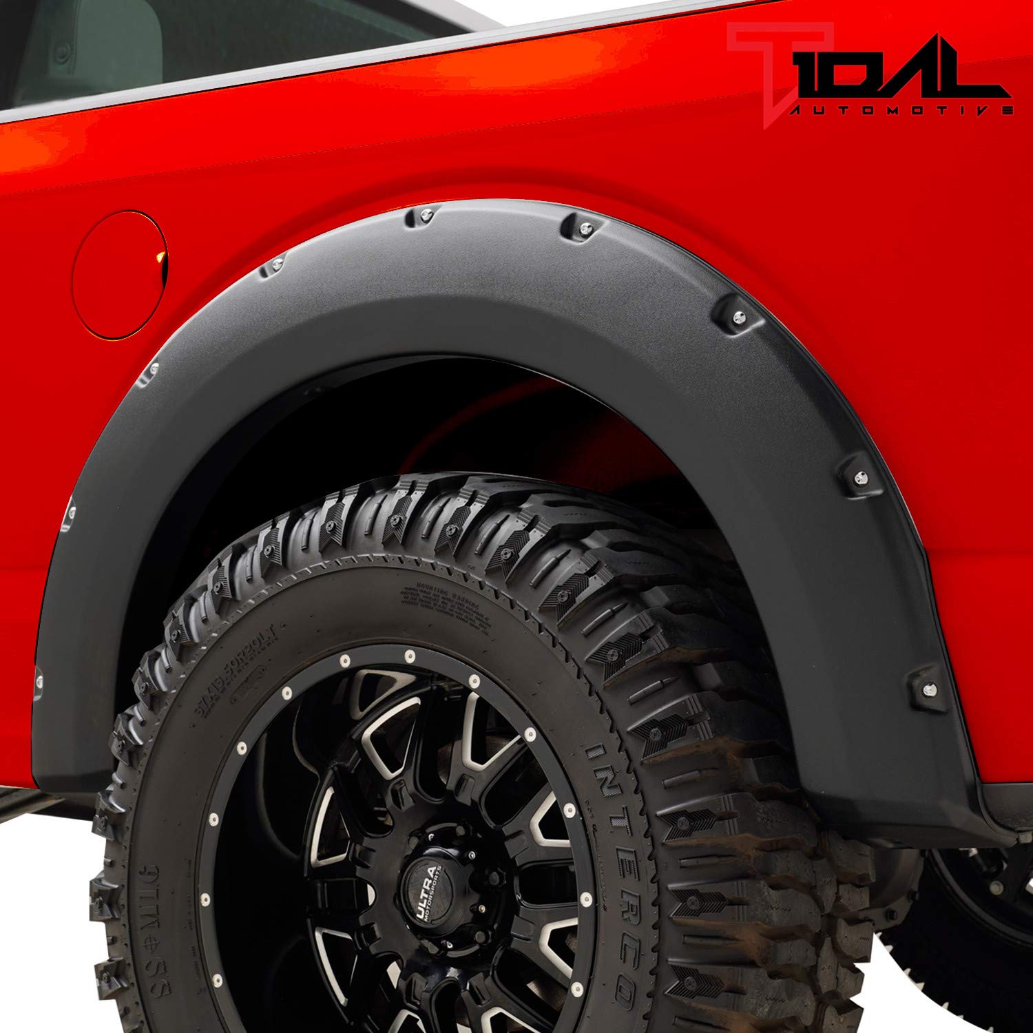 Tidal Fender Flares Matte Black Pocket Bolt-Riveted Style Fender Flare Fit for 18-20