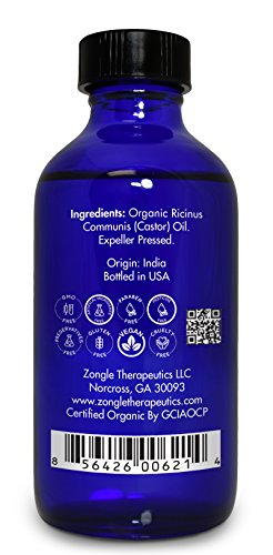 Organic Castor Oil by Zongle, 4 OZ β 100% Pure for Eyelashes, Face, Skin, Belly Button, occasional Constipation, Hair Growth, Eyebrows, Body, Lashes β USDA Certified, Therapeutic Grade