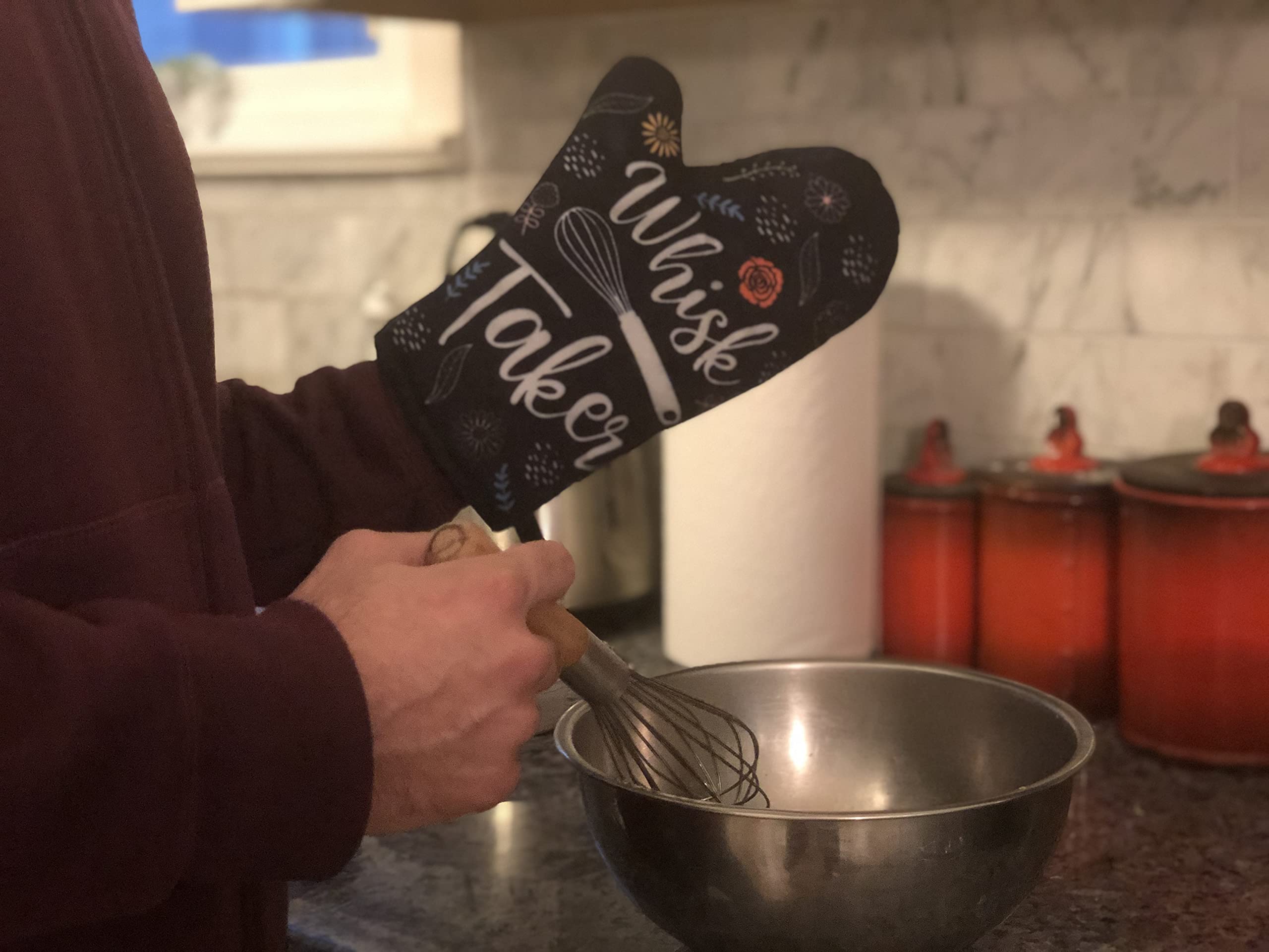 Whisk Taker Funny Kitchen Cooking Baking Graphic Novelty Kitchen Accessories Funny Graphic Kitchenwear Funny Food Novelty Cookware Black Oven Mitt