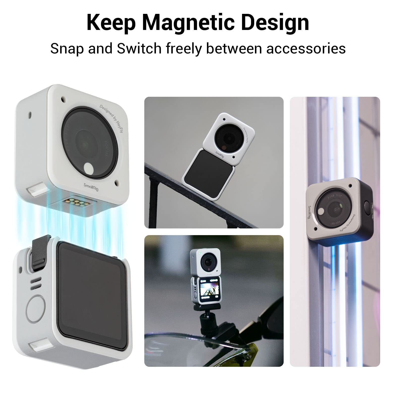 SmallRig Protective Case for DJI Action 2 Dual-Screen Combo Camera, Housing Case with Magnetic Attachments, Case Protector Accessory, White - 3626