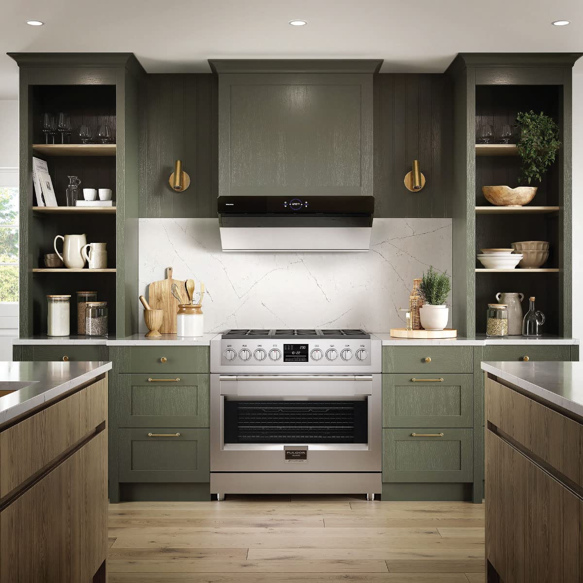 Pacific Side Suction Under Cabinet Ducted Range Hood 30 inch - 1200CFM 4-Speed Powerful Wall Mount Kitchen Vent Hood - Electric Stainless Steel, Ultra Quiet, Touch Control, LED Lights PQ6830AB