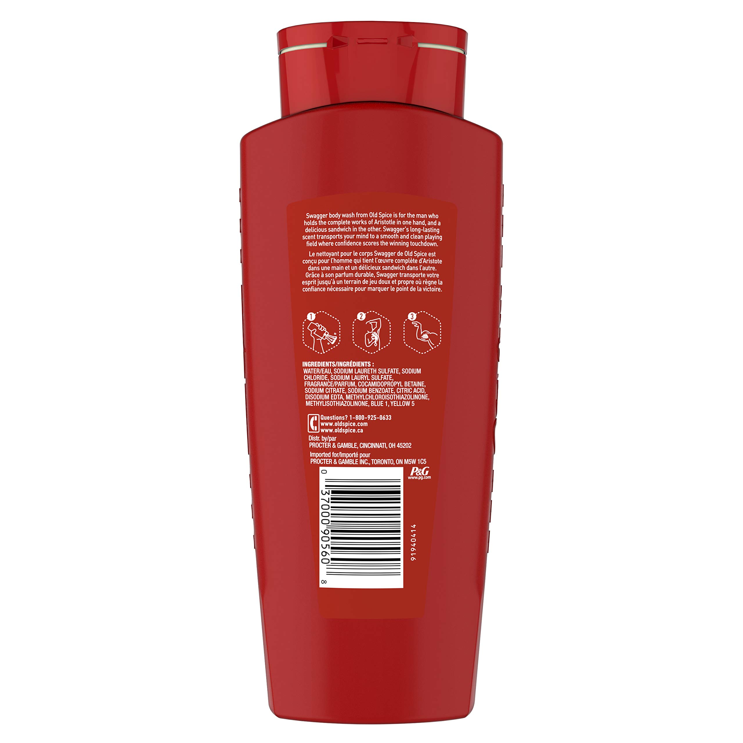 Old Spice Body Wash for Men, Swagger Scent of Confidence, 21 Fl Oz (Pack Of 4)