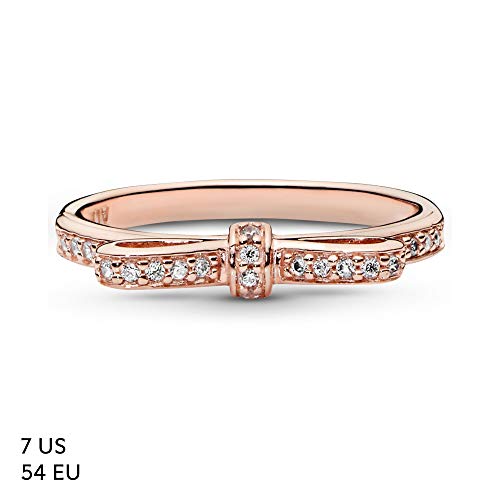Pandora Jewelry Classic Bow Cubic Zirconia Ring in Pandora Rose, Size 7