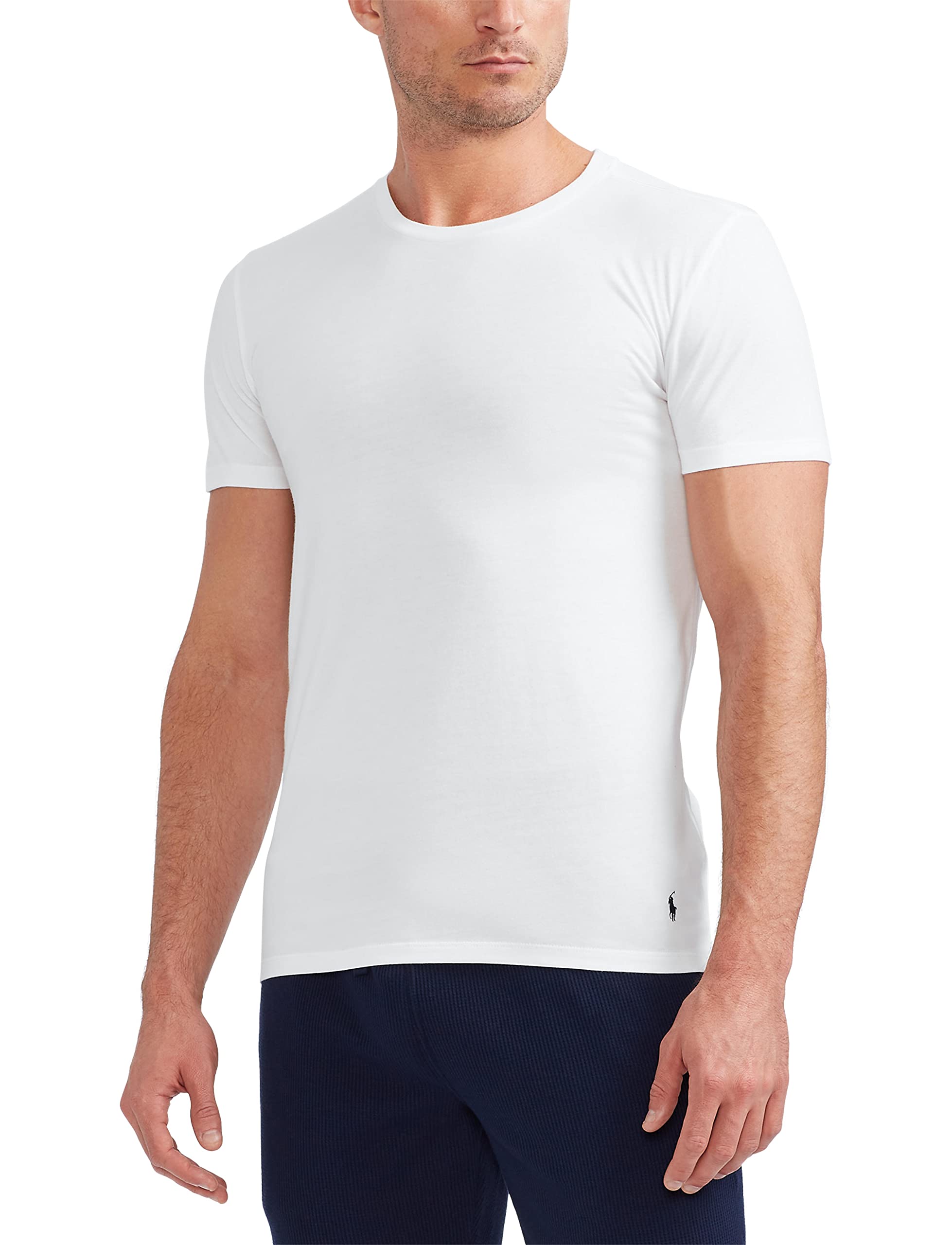 POLO RALPH LAUREN Men's Classic Fit Cotton Crew Tee Big & Tall, White/Cruise Navy, 2X