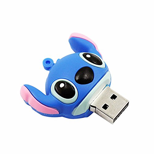 Novelty Stitch Blue Shape Design 64GB USB 3.0 Flash Drive Cute Memory Stick Stitch Thumb Drive Data Storage Pendrive Cartoon Jump Drive Gift