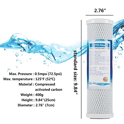 SWALLE 10β x 2.5β Water Filter Replacement Cartridges - CTO Filter Cartridge Fits Standard 10 inch Whole House Water Filter Systems - Reducing up to 99% Chlorine - Pack of 4