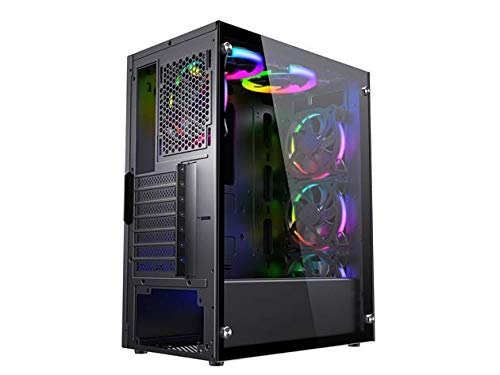 Raidmax i4 Series ATX Desktop Gaming Computer Case USB 3.0 Tempered Glass Window with 120mm ARGB LED Fans (i408)