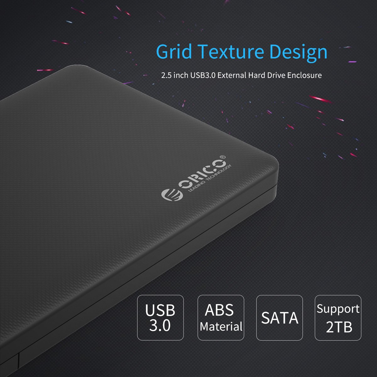 ORICO 2577U3-BK 2.5" Hard Drive Enclosure USB3.0 to SATA III, 2TB Capacity for Business Design