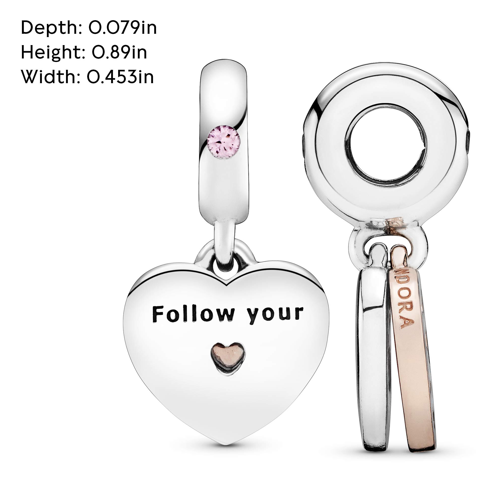 Pandora Jewelry Pink Heart Labyrinth Dangle Crystals Charm in Rose and Sterling Silver