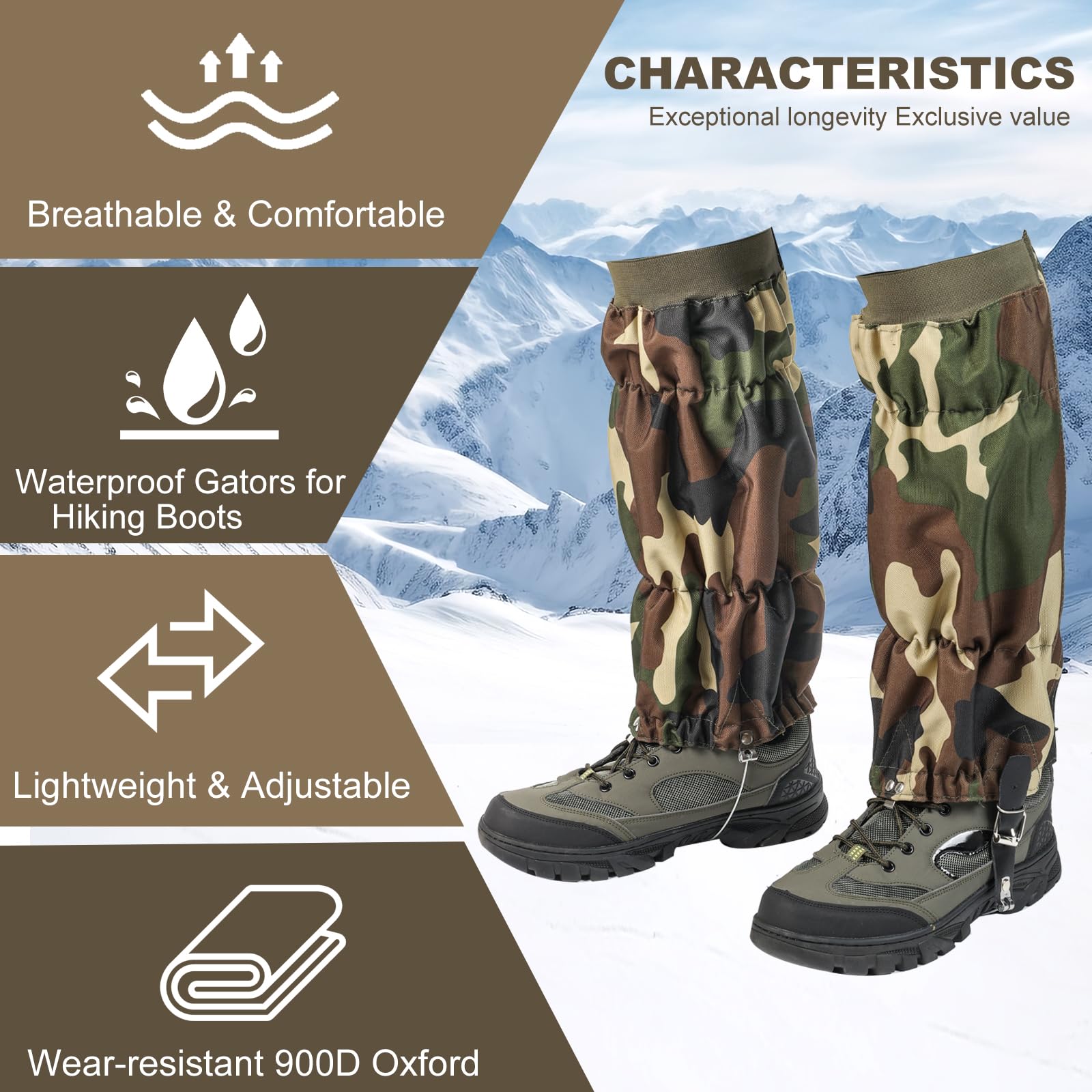 Snake Boots for Hunting Waterproof Snake Chaps for Hunting Boots Adjustable Snake Proof Gaiters Fits Men & Women Leg Bite Protective Guards