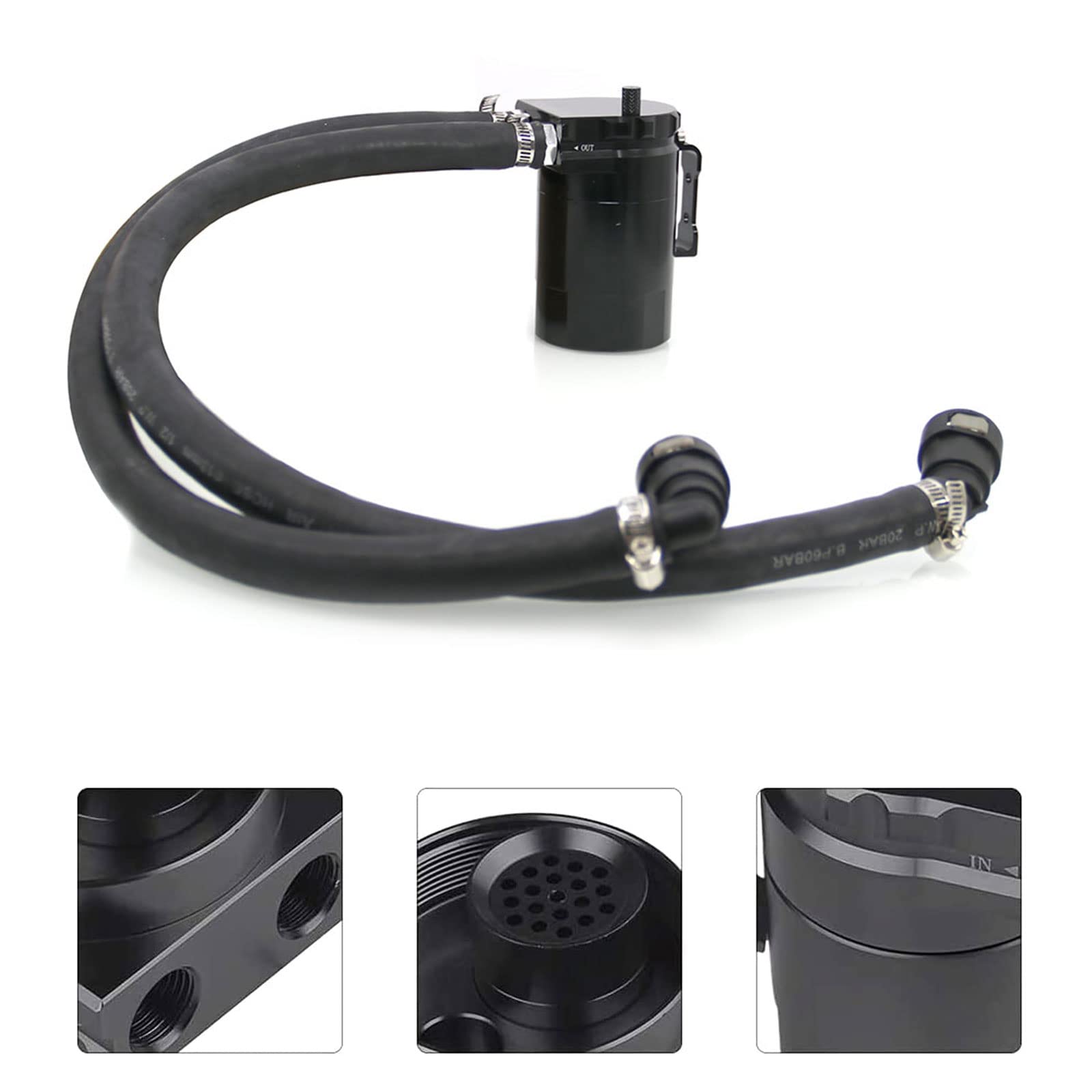 Ryanstar Oil Catch Can Kit Oil Separator Reservoir Tank Baffled Compatible with Ford F150 2.7EB 3.5EB 5.0L Passenger Side 2011-2021,Raptor 3.5L Ecoboost 2017-2021, Expedition 3.5L EcoBoost 2018-2021