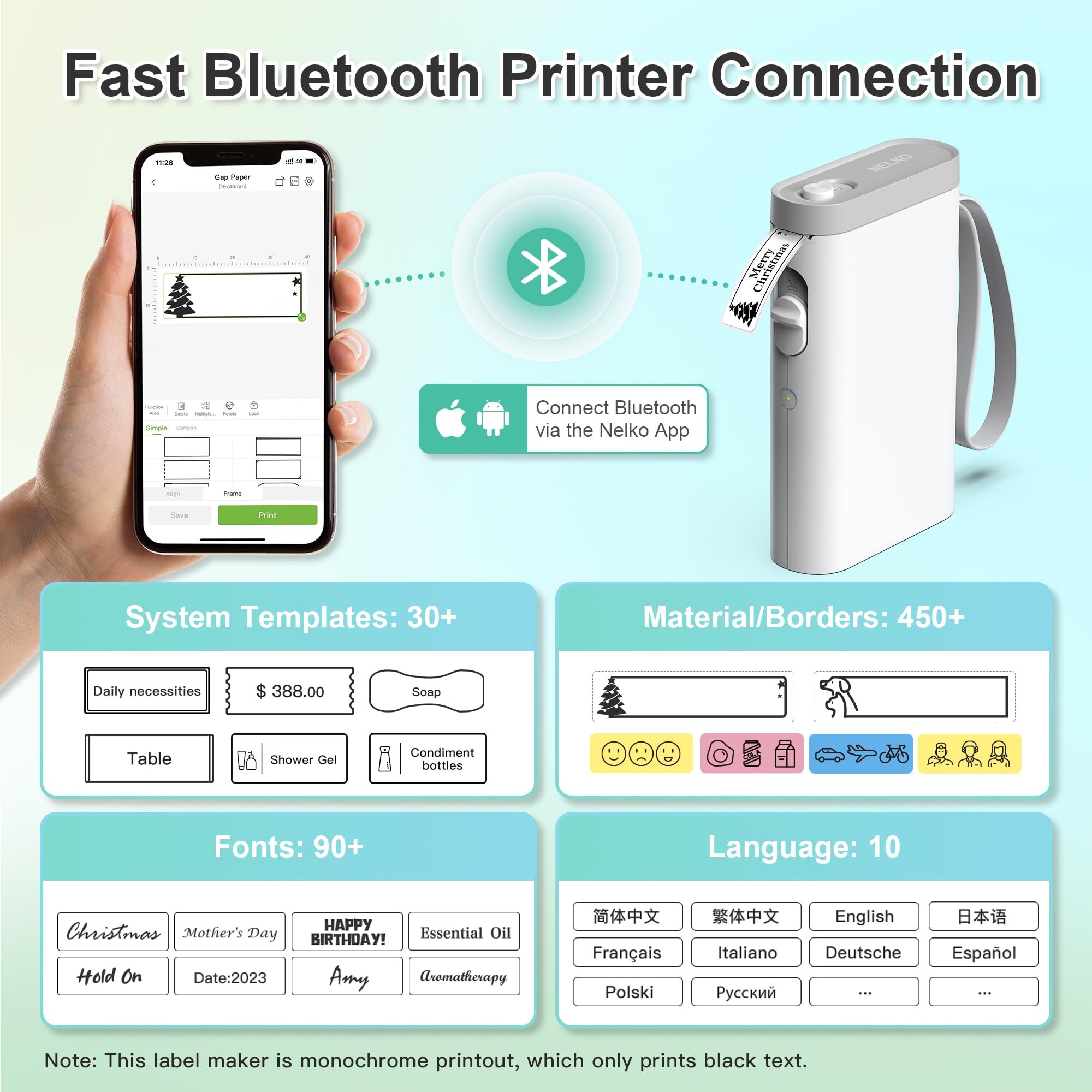 NELKO Label Maker Machine with Tape, P21 Portable Bluetooth Label Printer, Wireless Handheld Sticker Maker Mini Label Makers with Multiple Templates, Light Yellow