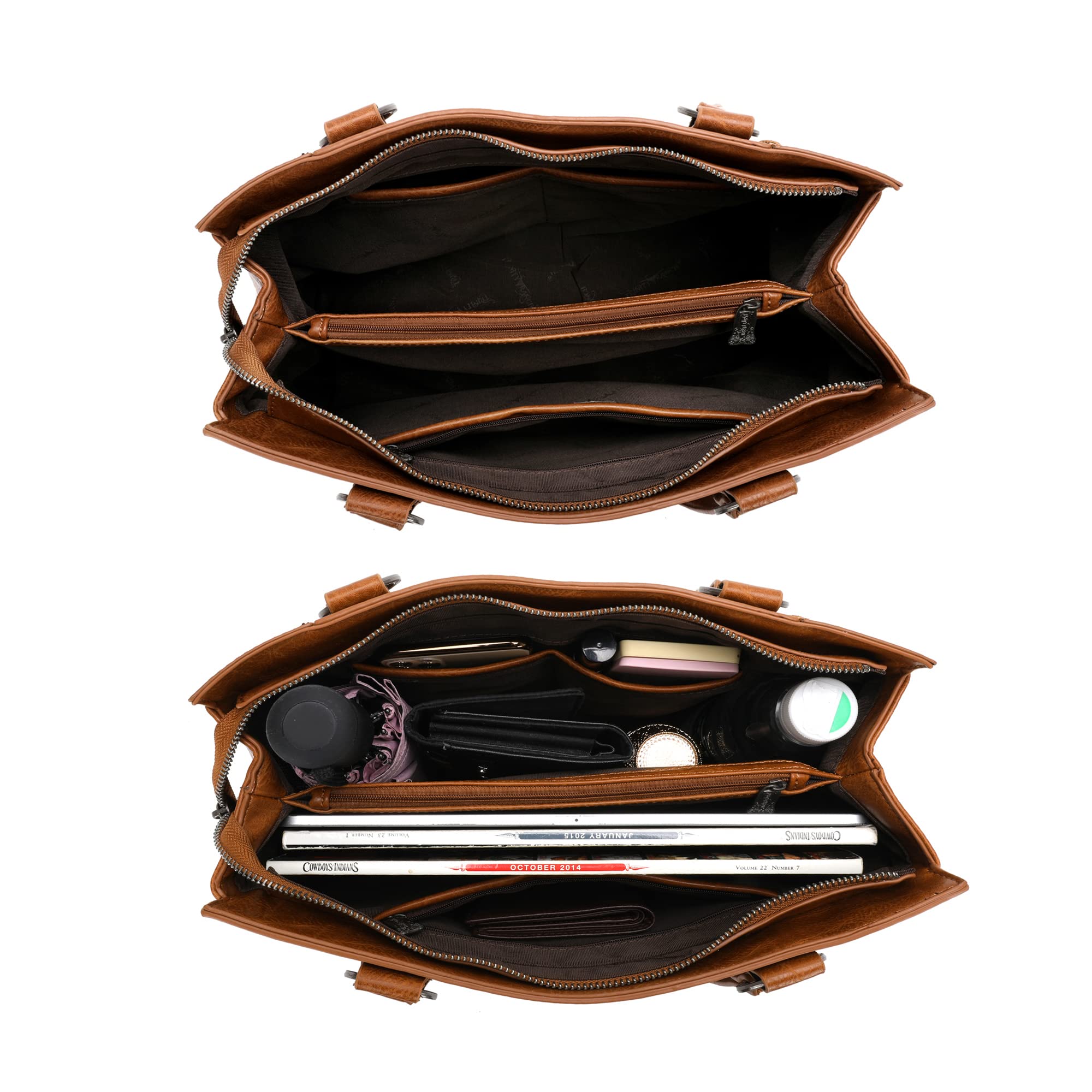Montana West Trinity Ranch Floral Tooling Hand Bags Purses for Women Tote Bag Western Purse Large Shoulder Handbag with Wallet Set TR147G-8036BR+W