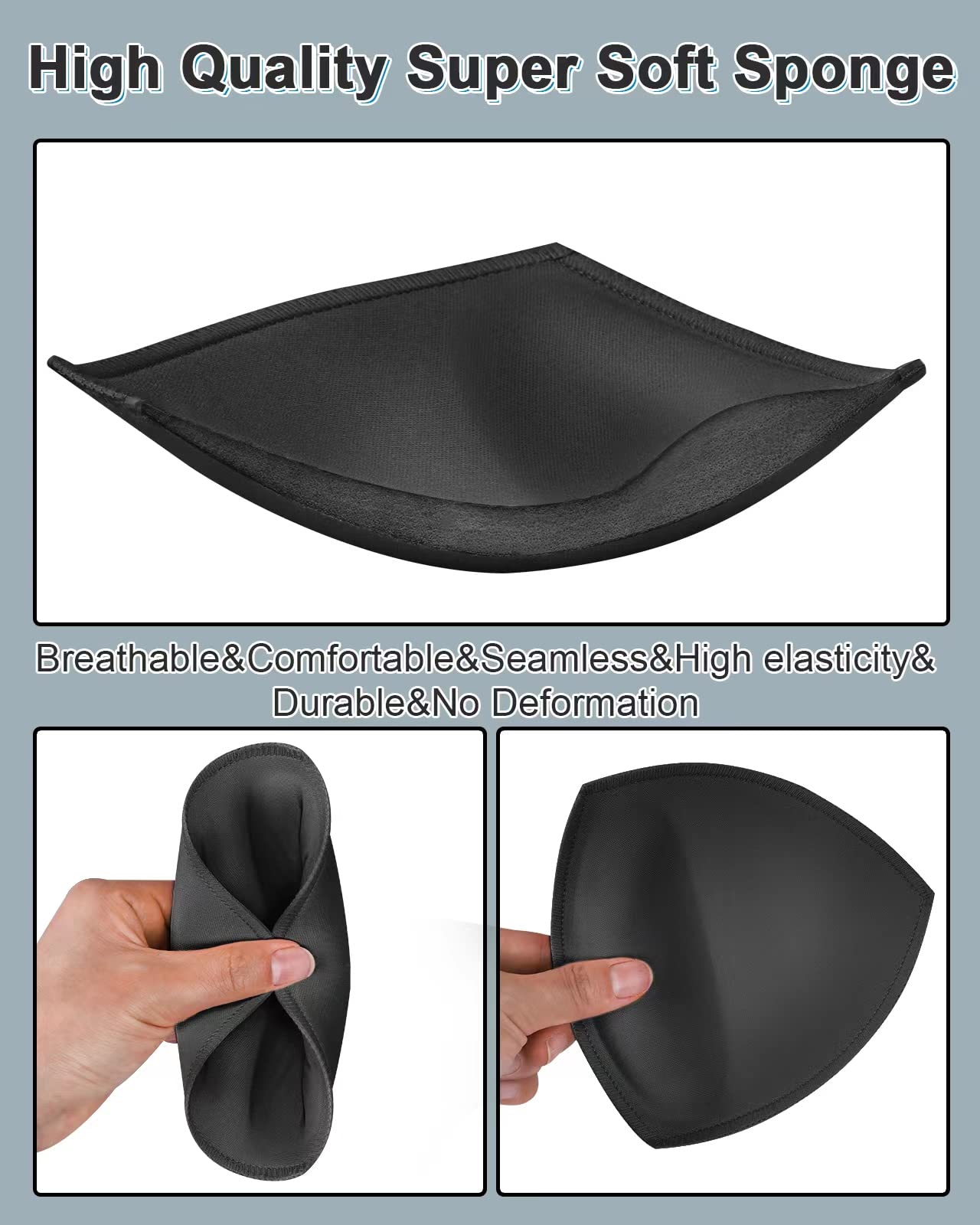 OXYSAIKO Bra Pads Inserts 4 Pairs, Women's Breathable Comfy Replacement Removable Sport Bra Push Up Pads Suitable for A Cup and B Cup(Black)