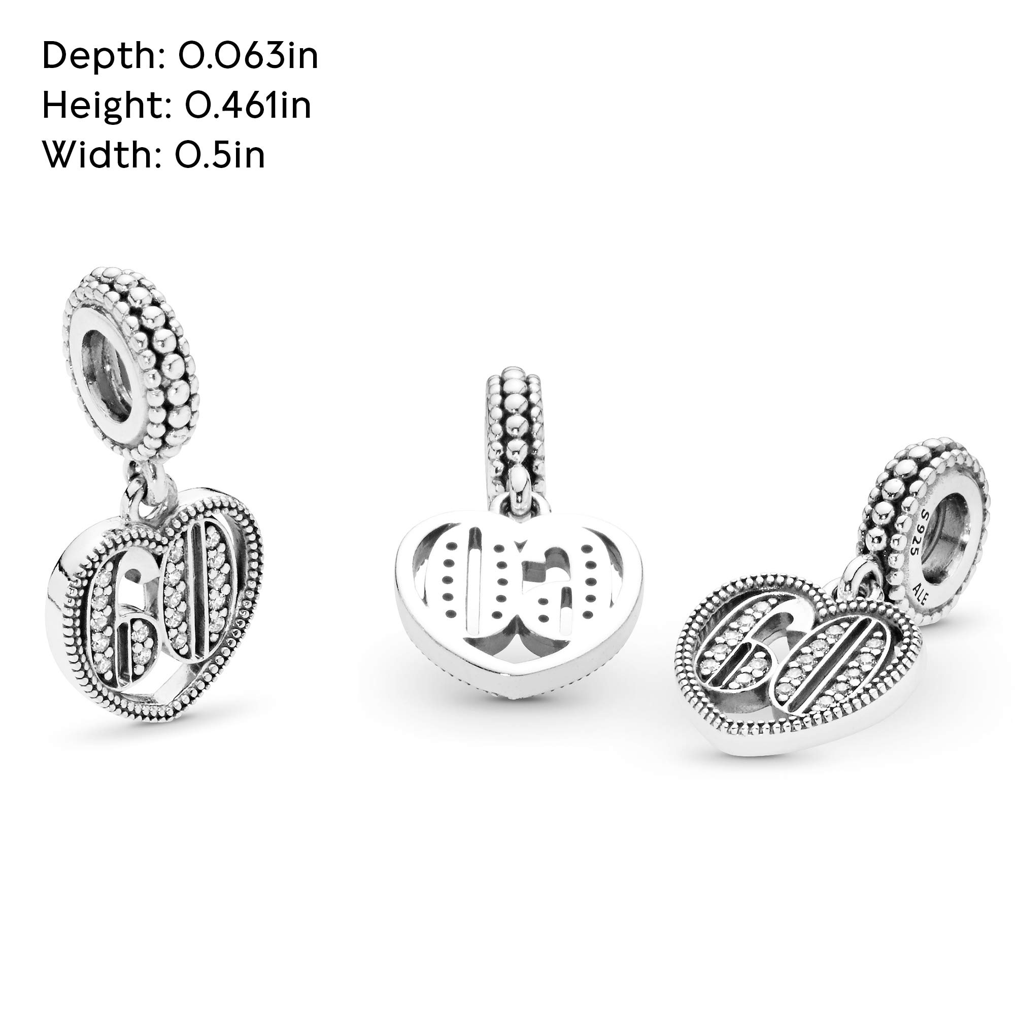 Pandora Jewelry 60 Years of Love Cubic Zirconia Charm in Sterling Silver, No Box