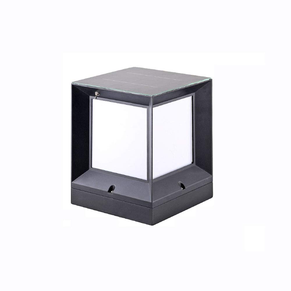 MUMUMI LED Square Solar Column Headlight Outdoor Garden Landscape Wall Lamp Home Gate Outdoor Waterproof Aluminum Pillar Post Lamps Modern Landscape E27 Patio Light (Size : S)